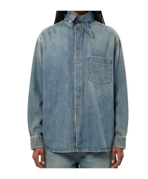 DARKPARK Long-sleeve Denim Shirt With Scarf Detail