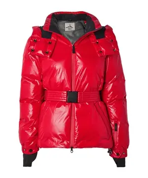 Perfect Moment Candice Hooded Belted Down Ski Jacket - Red