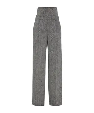 Brunello Cucinelli Herringbone High-waist Trousers