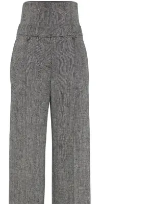 Brunello Cucinelli Herringbone High-waist Trousers