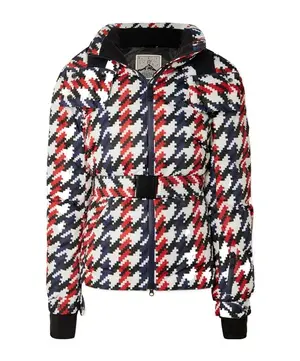 PERFECT MOMENT Candice Hooded Belted Houndstooth Down Ski Jacket