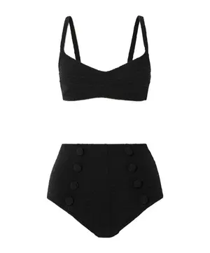 Lisa Marie Fernandez Seersucker Bikini With Button Embellishment