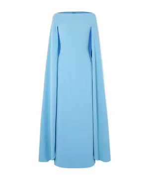 Solace Cape-effect Crêpe Gown - Blue