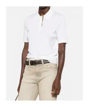 Burberry Check Trim Polo Top - White