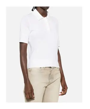 Burberry Check Trim Polo Top - White