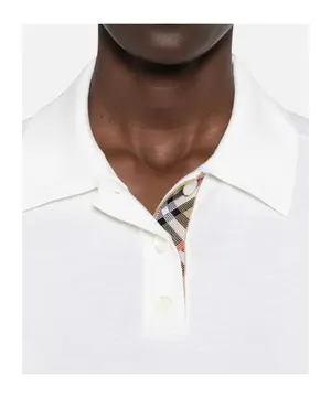 Burberry Check Trim Polo Top - White