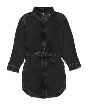 DIESEL® Denim Shirt Dress With Tie-knot Waist - Black/dark Grey