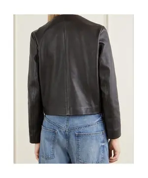 NILI LOTAN Leather Collarless Jacket