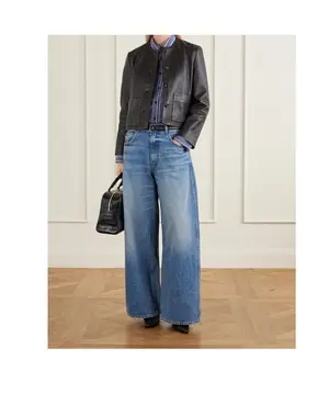 NILI LOTAN Leather Collarless Jacket