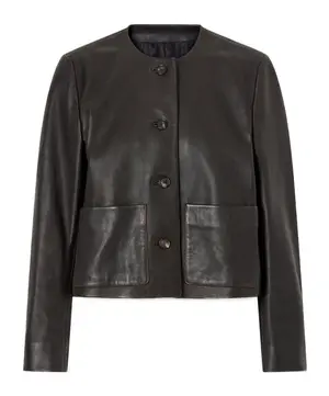 NILI LOTAN Nili Lotan Leather Collarless Jacket