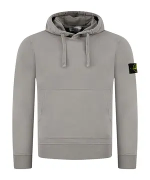 Stone Island Logo Patch Straight Hem Hoodie - Grey