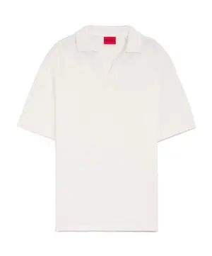 Hugo Boss Jacquard V-neck Polo Shirt - White