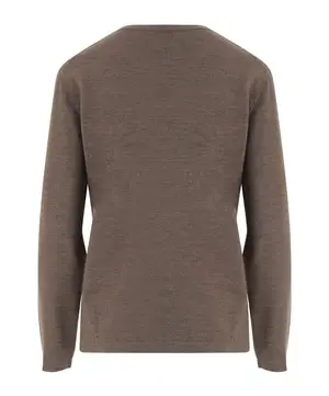 THE ROW Long Sleeve V-neck Sweater With Lateral Slits - Brown