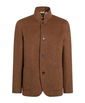 Loro Piana Long Sleeve Button-up Jacket With Leather Trim