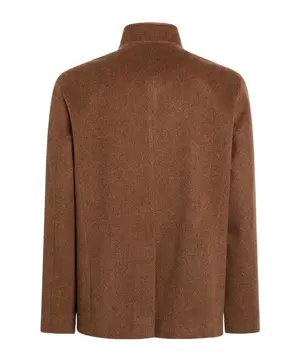 Loro Piana Long Sleeve Button-up Jacket With Leather Trim