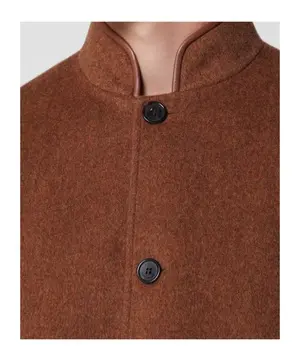 Loro Piana Long Sleeve Button-up Jacket With Leather Trim