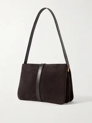 NILI LOTAN Trimmed Suede Shoulder Bag - Black