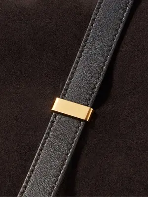 NILI LOTAN Trimmed Suede Shoulder Bag - Black