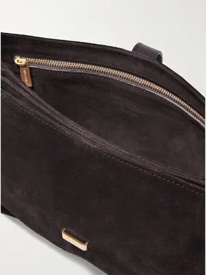 NILI LOTAN Trimmed Suede Shoulder Bag - Black