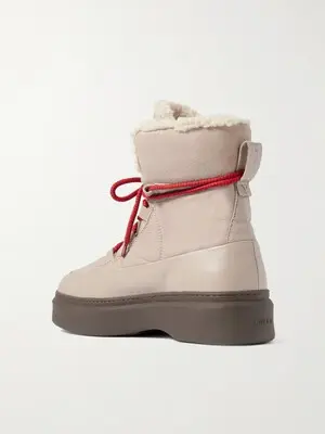 Varley Leather Shearling Lined Lace-up Platform Ankle Boots