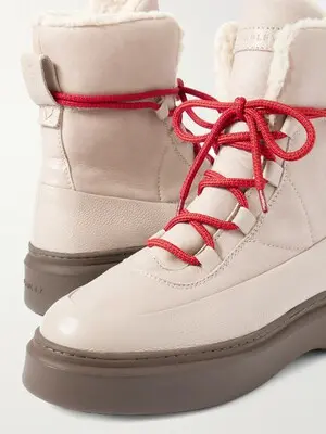 Varley Leather Shearling Lined Lace-up Platform Ankle Boots