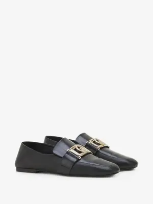 LANVIN Logo Plaque Leather Loafers