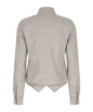 MAISON MARGIELA Checkered Pointed Hem Shirt - Beige