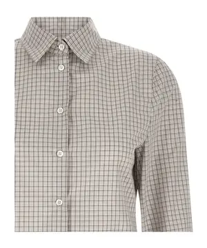 MAISON MARGIELA Checkered Pointed Hem Shirt - Beige