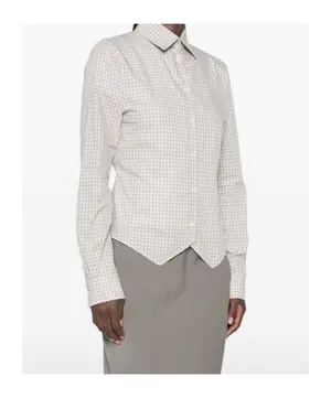 MAISON MARGIELA Checked Long Sleeve Shirt - Beige