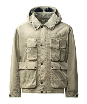 C.P. COMPANY Hooded Jacket With Chest Pocket Detail - Beige