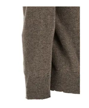 MAISON MARGIELA V-neck Ribbed Knit Sweater With Distressed Effect