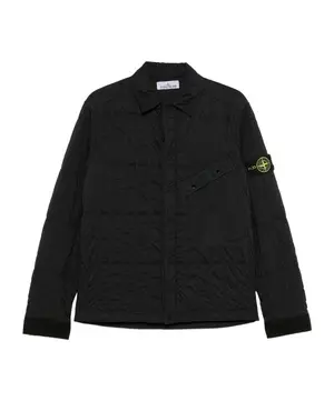Stone Island Quilted Zip-up Jacket With Stand Collar