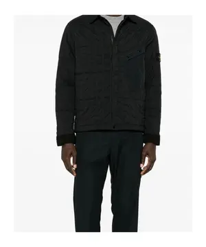 Stone Island Quilted Zip-up Jacket With Stand Collar