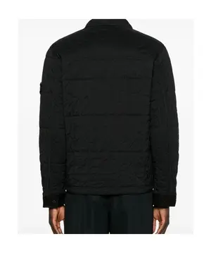 Stone Island Quilted Zip-up Jacket With Stand Collar