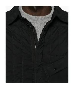 Stone Island Quilted Zip-up Jacket With Stand Collar