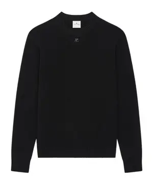COURREGES Logo-embroidered Crew-neck Sweater - Black