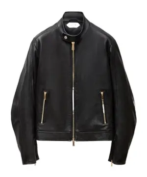 Versace Leather Biker Jacket With Medusa Hardware