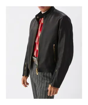 Versace Leather Biker Jacket With Medusa Hardware