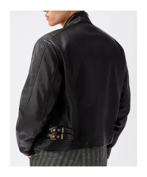 Versace Leather Biker Jacket With Medusa Hardware