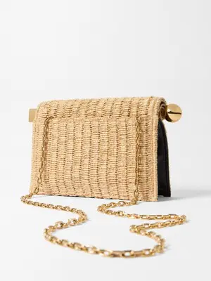 Jacquemus La Petite Pochette Raffia Clutch Bag With Chain Strap