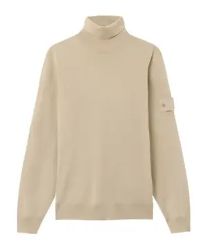 Stone Island Regular-fit Turtleneck Jumper With Ribbed Trims - Light Brown