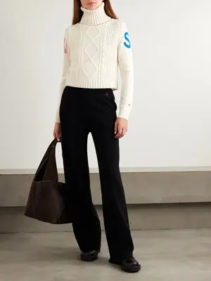 Perfect Moment Cable-knit Roll-neck Top