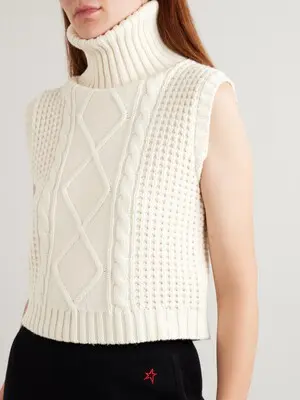 Perfect Moment Cable-knit Roll-neck Top