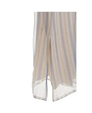 Brunello Cucinelli Striped Maxi Silk Shirt Dress