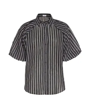 BRUNELLO CUCINELLI Brunello Cucinelli Stripe Detailed Curved Hem Blouse