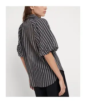 Brunello Cucinelli Stripe Detailed Curved Hem Blouse
