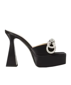 MACHMACH Double Bow Crystal-embellished Platform Mules