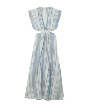 ADMONA Striped Mesh Maxi Dress - Blue