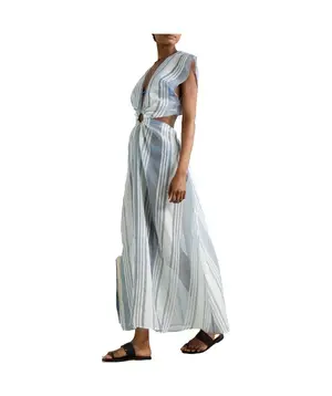 ADMONA Striped Mesh Maxi Dress