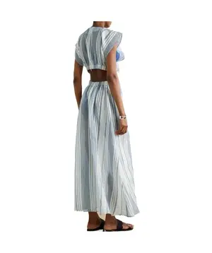 ADMONA Striped Mesh Maxi Dress